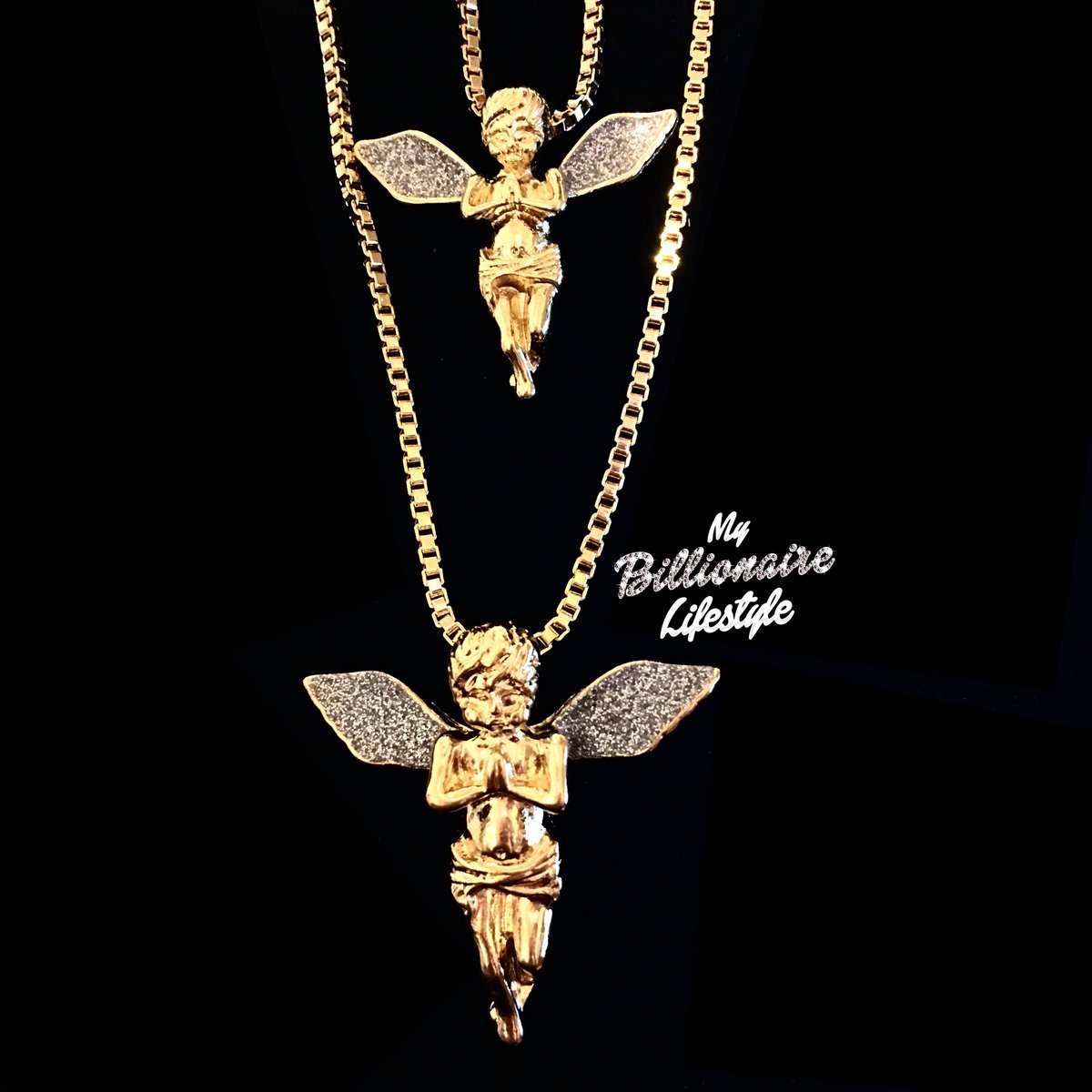My Billionaire Lifestyle — Double winged Angels set (silver stones)
