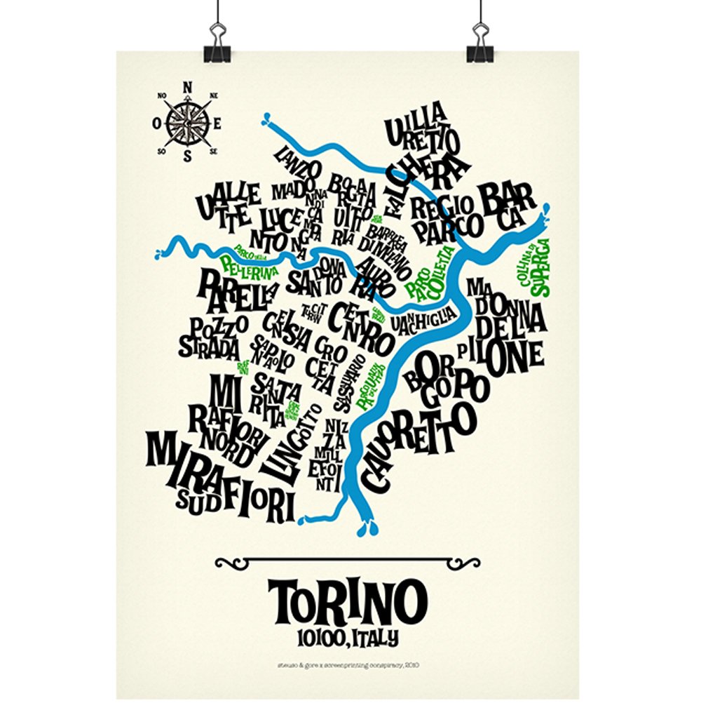 TORINO - Typographic Map | Sericraft
