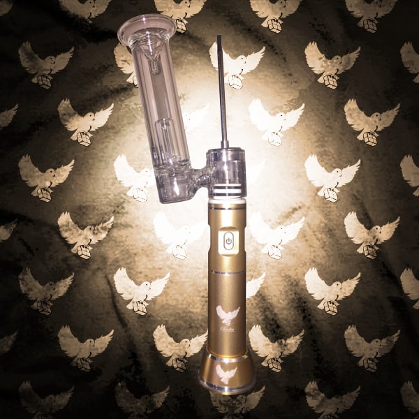 Gold Portable Battery Powered Dab Rig / Birdies Clothing Co.