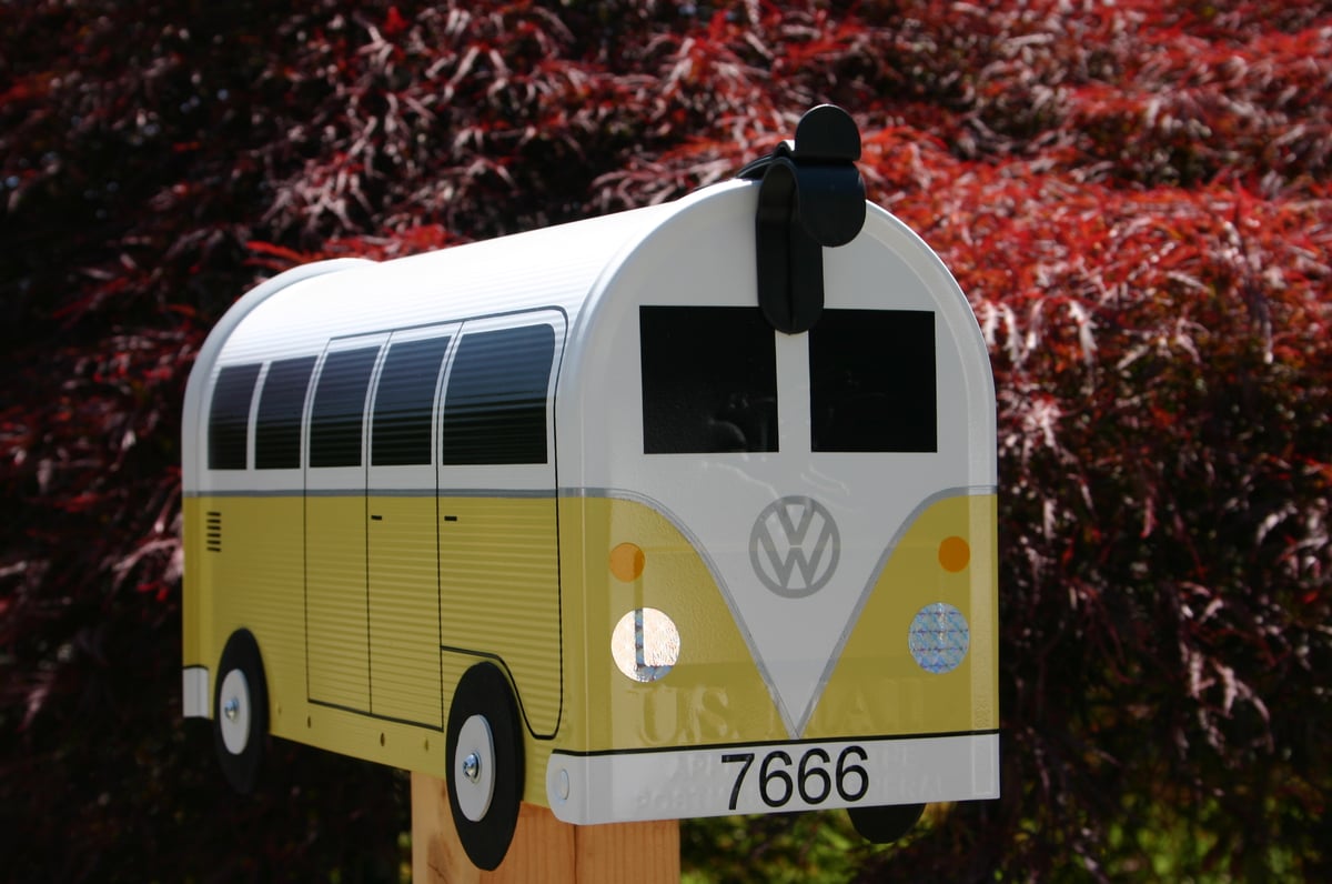 Yellow Volkswagen Split Window Bus Mailbox by TheBusBox - Choose Your ...