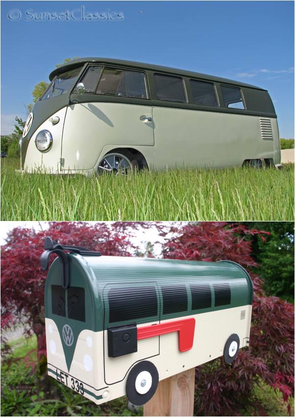 Volkswagen Bus Mailbox by TheBusBox Green and Cream | TheBusBox