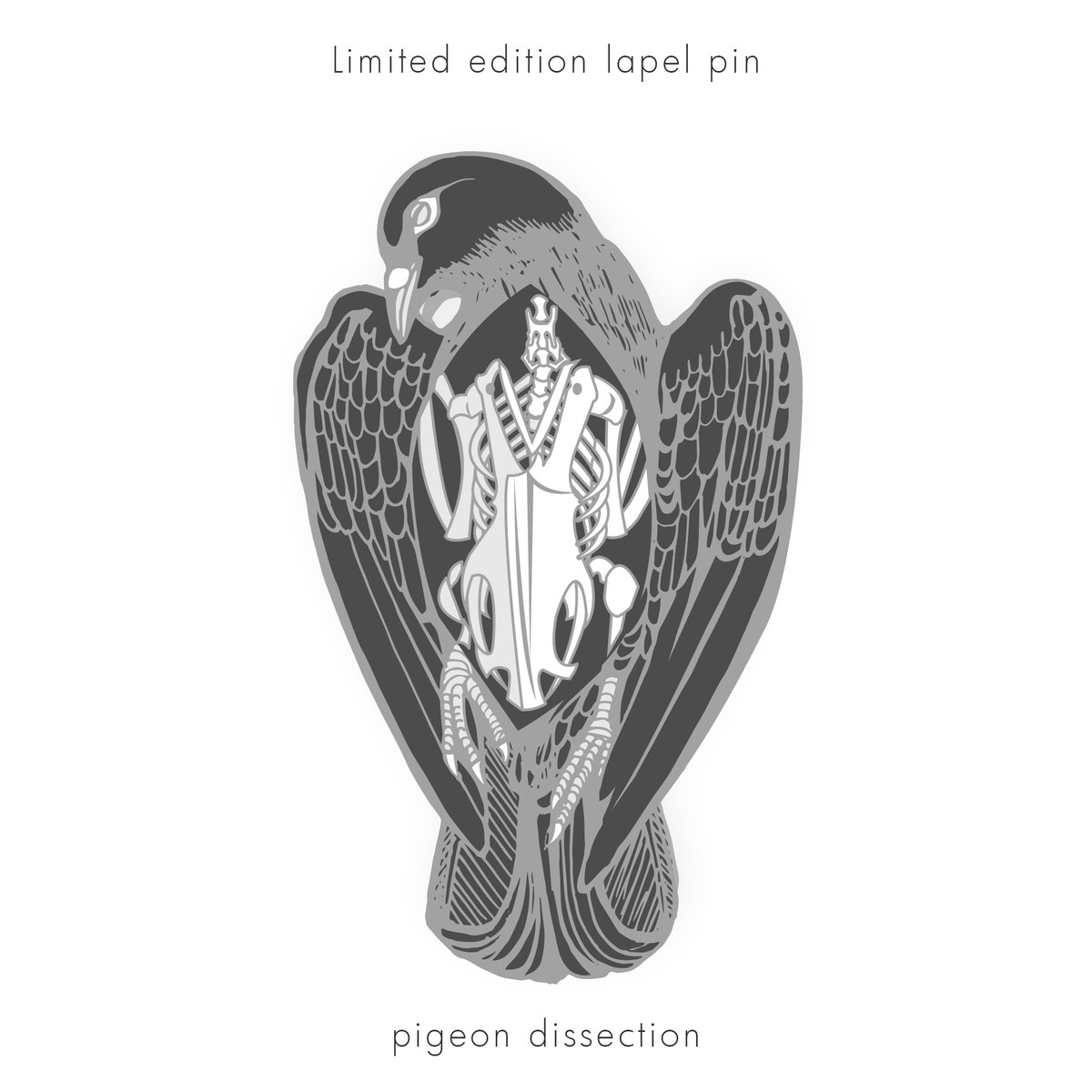 Pigeon dissection hard enamel pin - skeleton / Morbid girls club ...