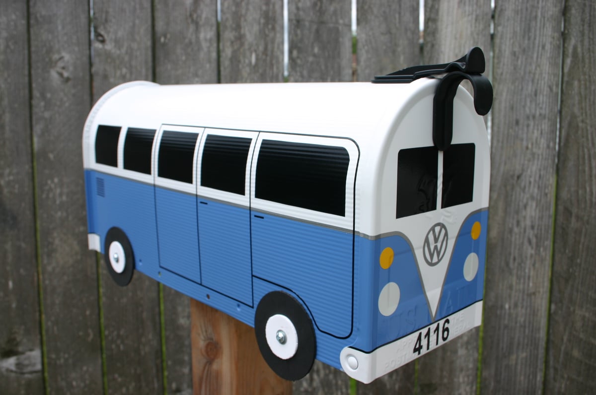 Wildflower Blue Split Window Made To Order Volkswagen Bus - Mailbox by ...
