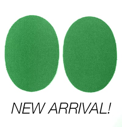 Iron-On Cashmere Elbow Patches - Kelly Green Ovals / Stella Neptune