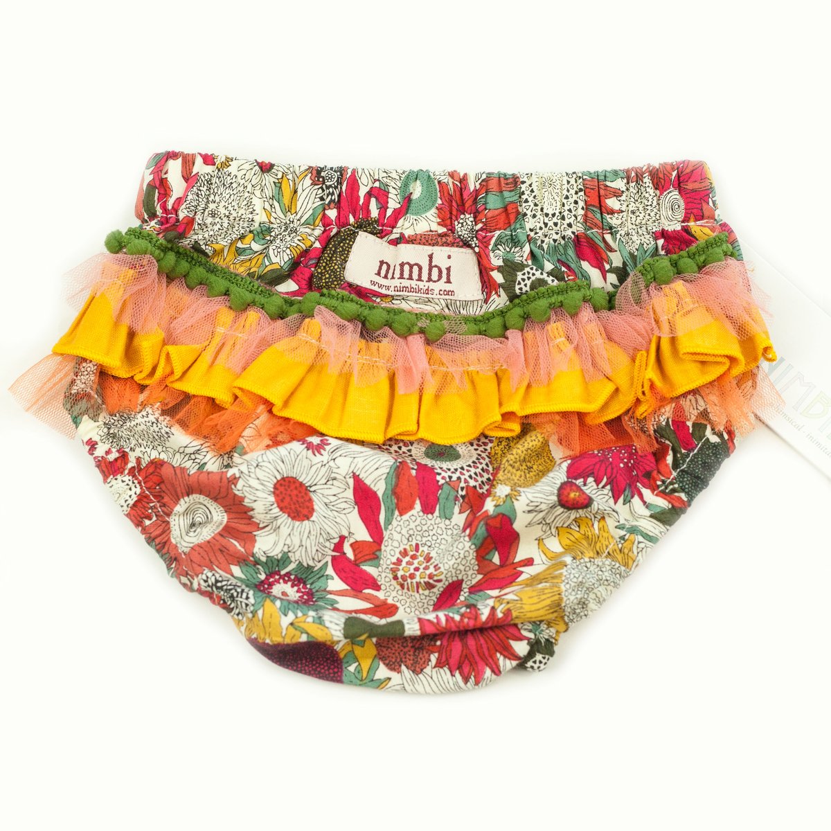 www.nimbikids.com — Bambini Ruffled Pilchers - Evening Sunflower