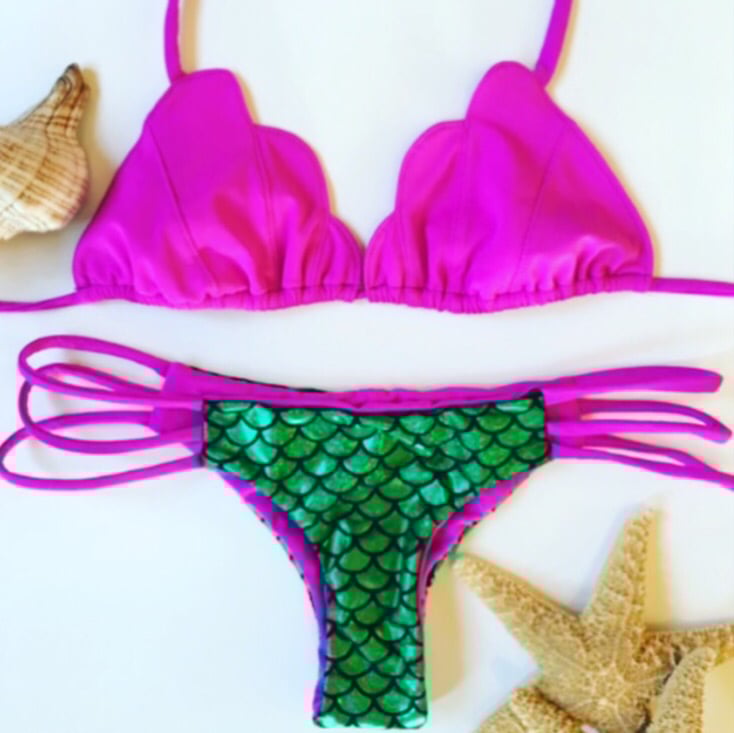 Girlfriends Bikinis — Mermaid Seashell Collection Ariel Shell Top With Reversible Green Scale