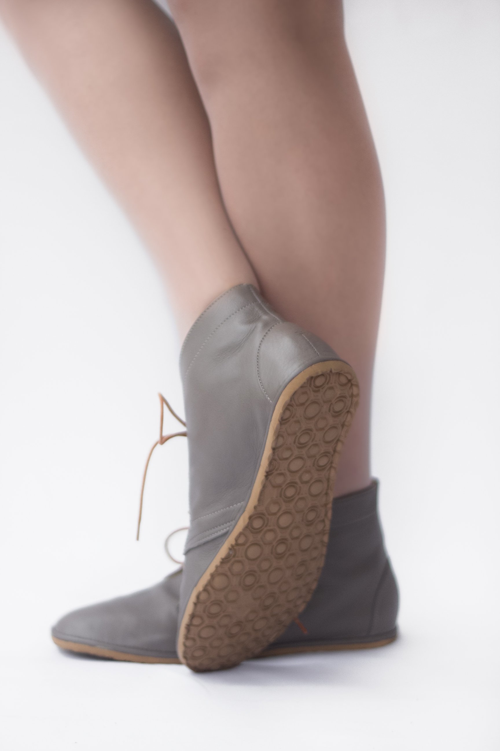 The Drifter Leather Handmade Shoes — Leona Boots In Matte Grey