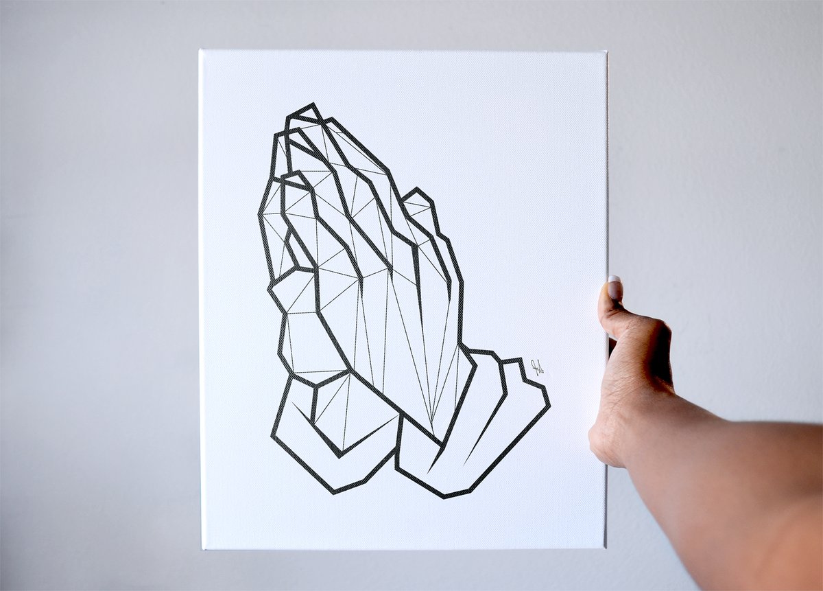 Jocelyn Nicole Art — Geometric "Praying Hands" Canvas Art