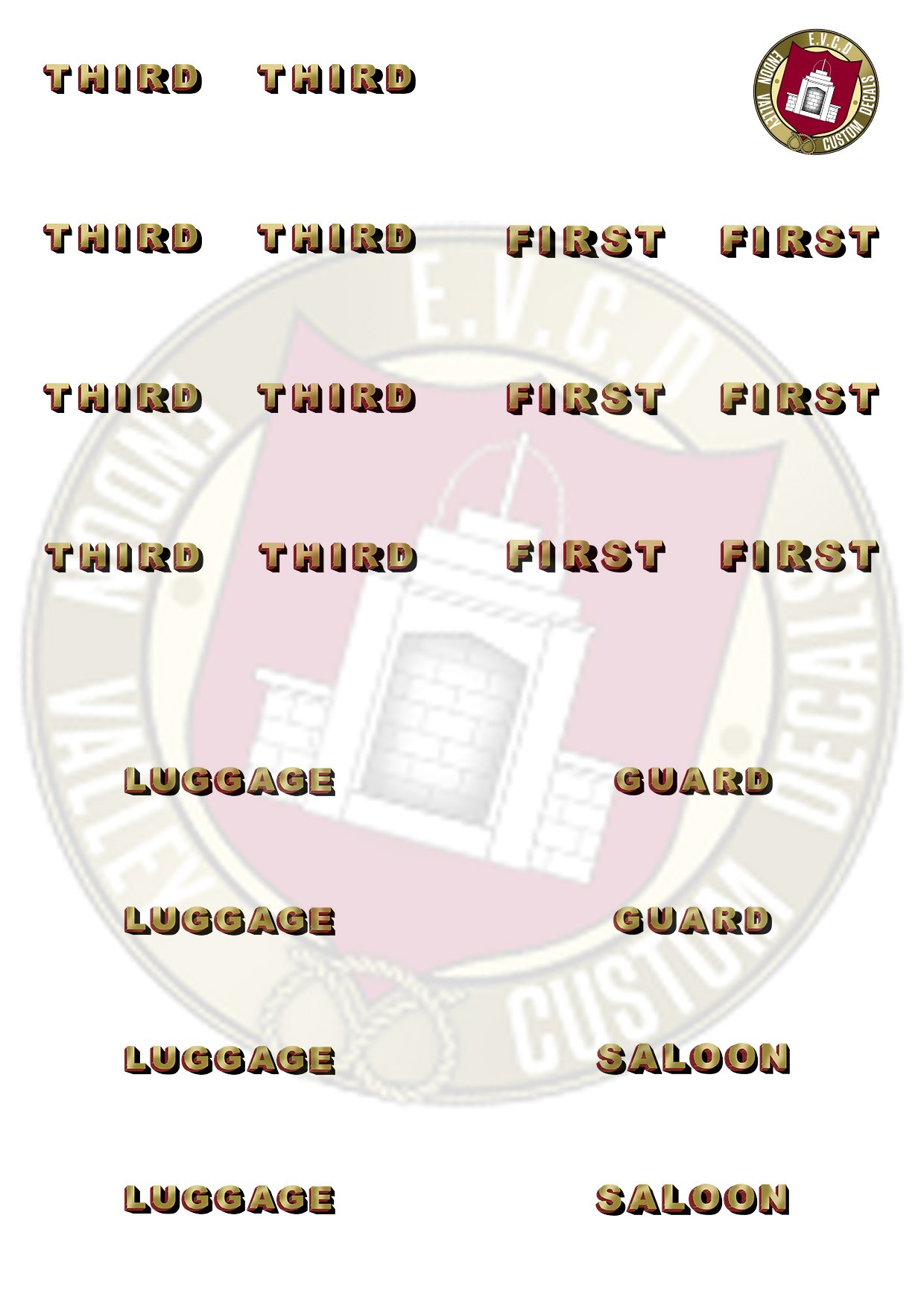 16mm Coach Decals | Endon Valley Custom Decals