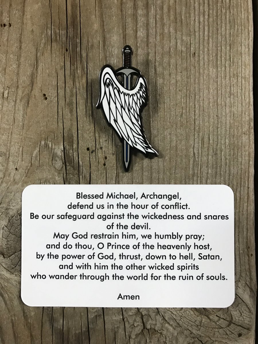"THIN BLUE LINE" Saint Michael Lapel Pin | Dan's Skinz