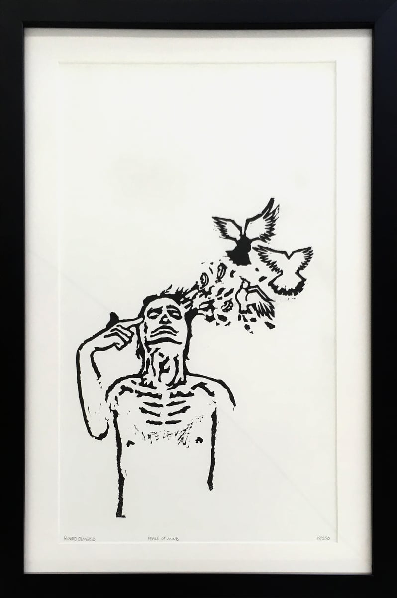 "Peace of Mind" / linoleum print / edition of 250. Framed / Richard ...