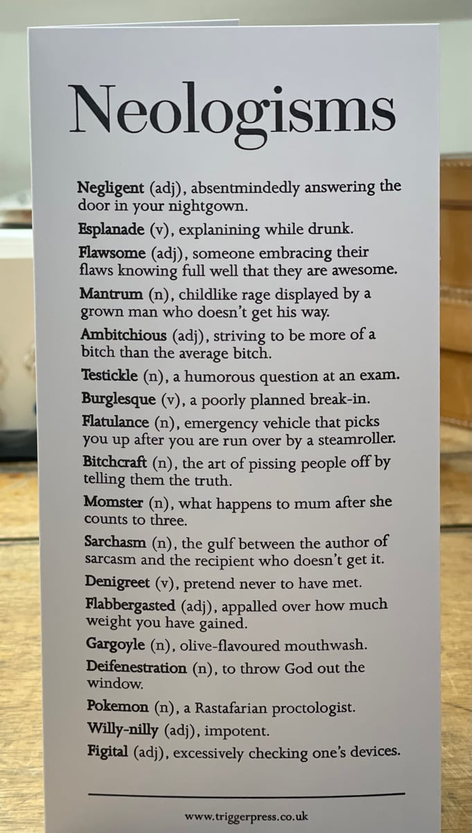 Neologisms - card | Trigger Press