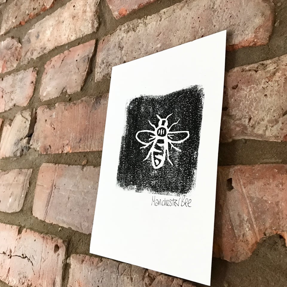 Manchester Bee Lino Print - Framed | The Manchester Bee Company