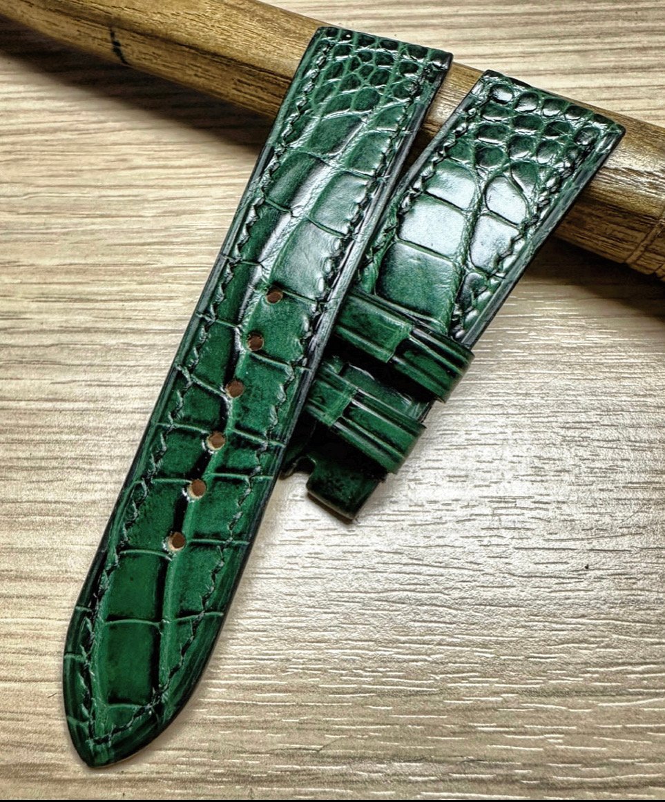 Double Green Alligator Watch Strap - Horizontal Cut | Huitcinq1988