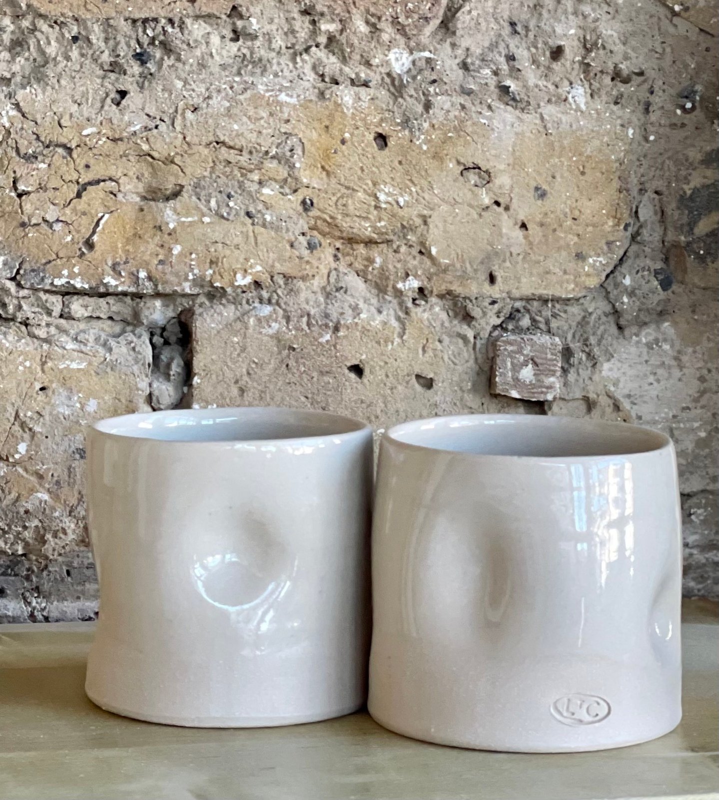 AVAILABLE TO ORDER - Pair of Cream Dimpled Tumblers | Louise Tomlins ...