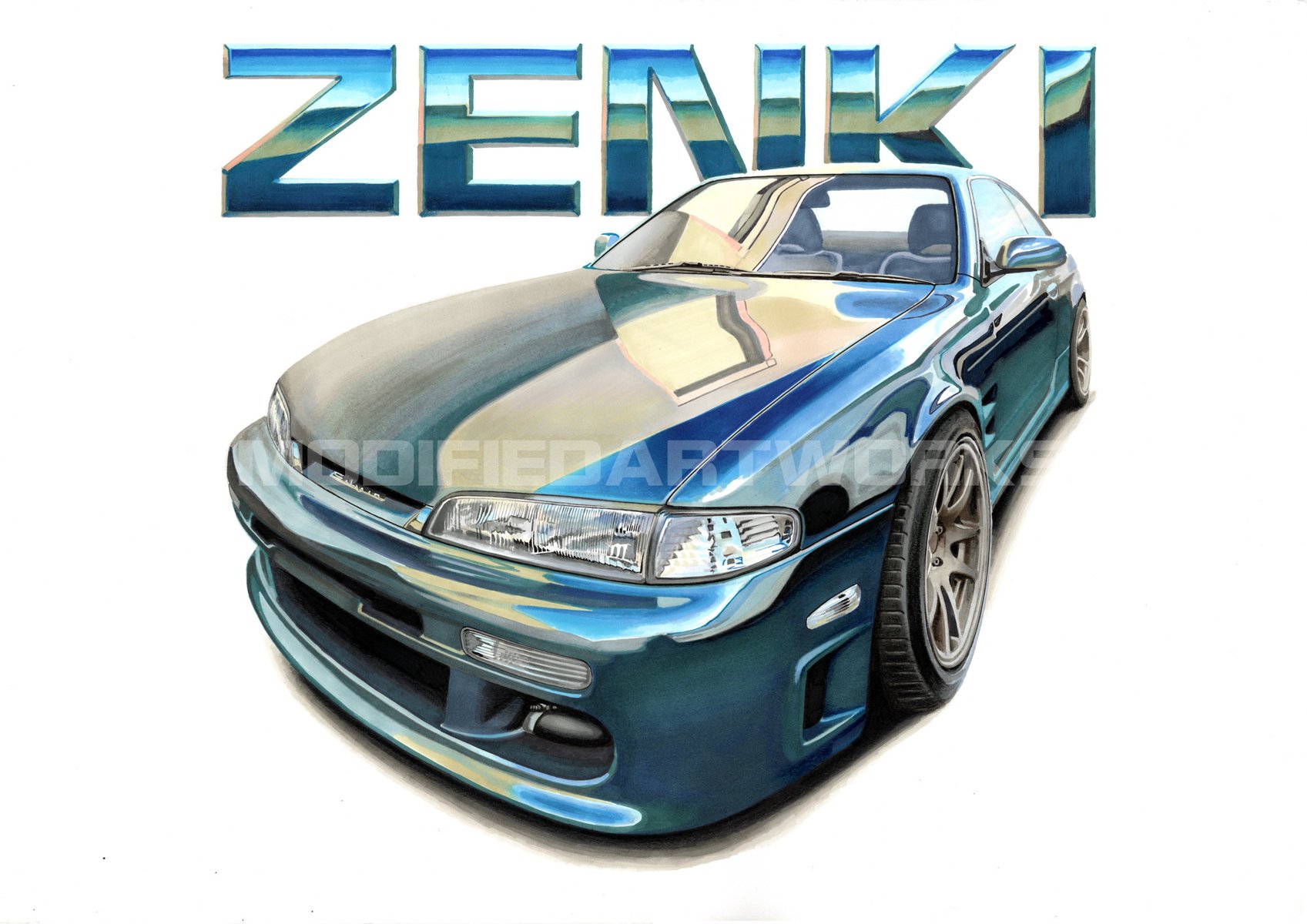 “Zenki” Nissan S14 Print | Modified Art Works
