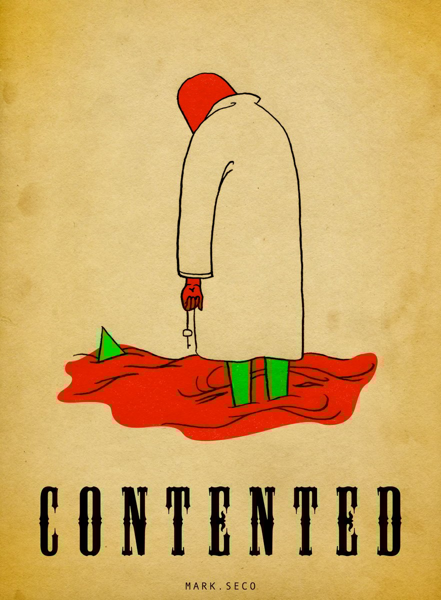 framed print of original hand illustrated art - for contented - for ...