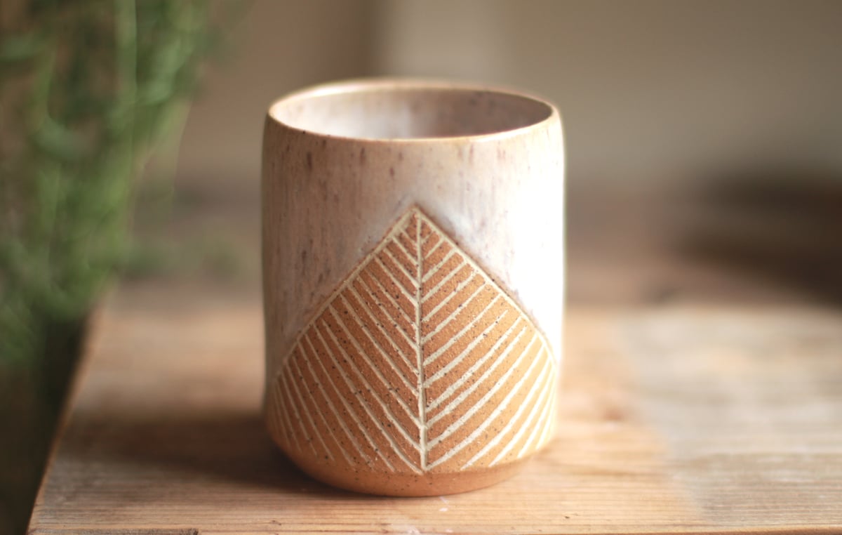 Creamy Natural Pyramid Tumbler | Stone Haven Pottery
