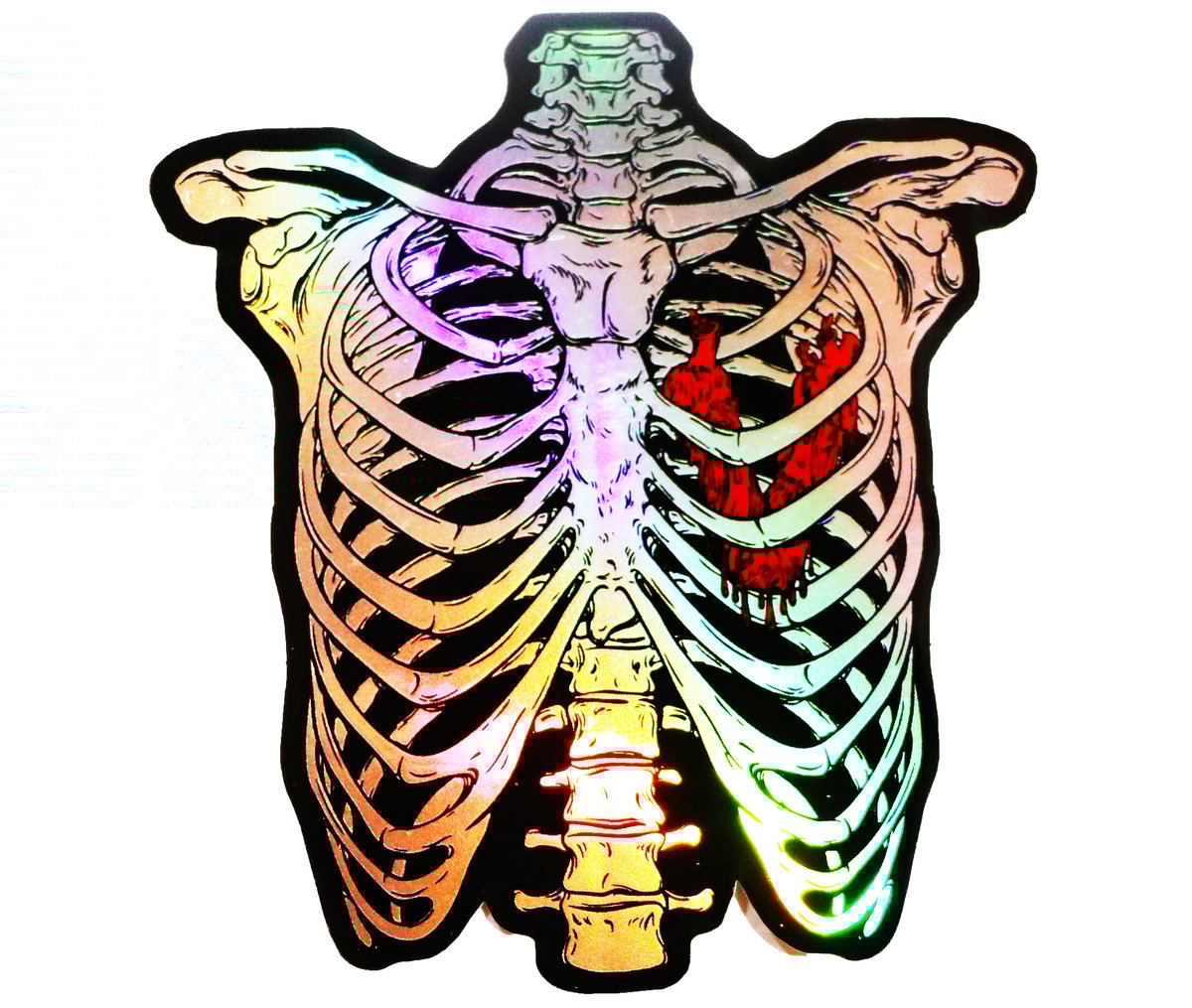 Rib Cage Hologram Sticker | Ghost Vegan