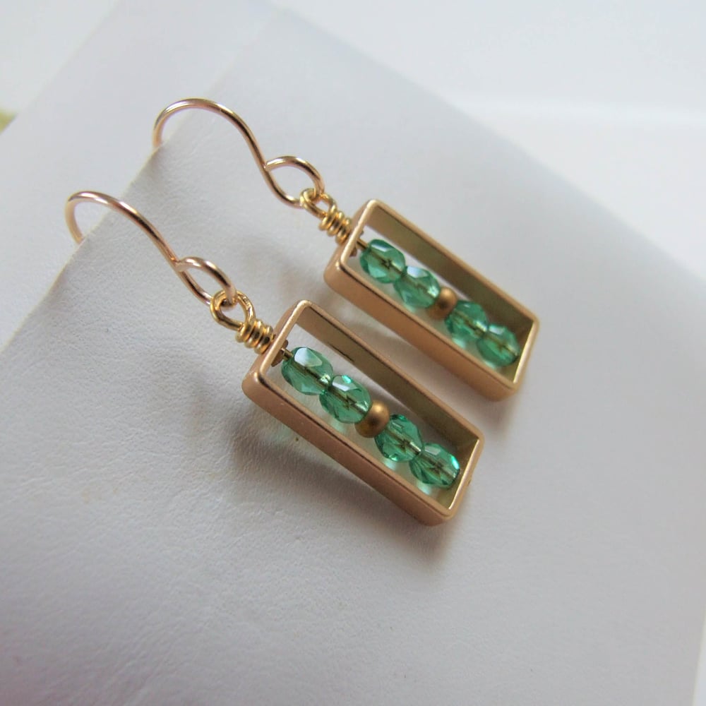 Fresh Designs — Emerald Rectangle Earrings