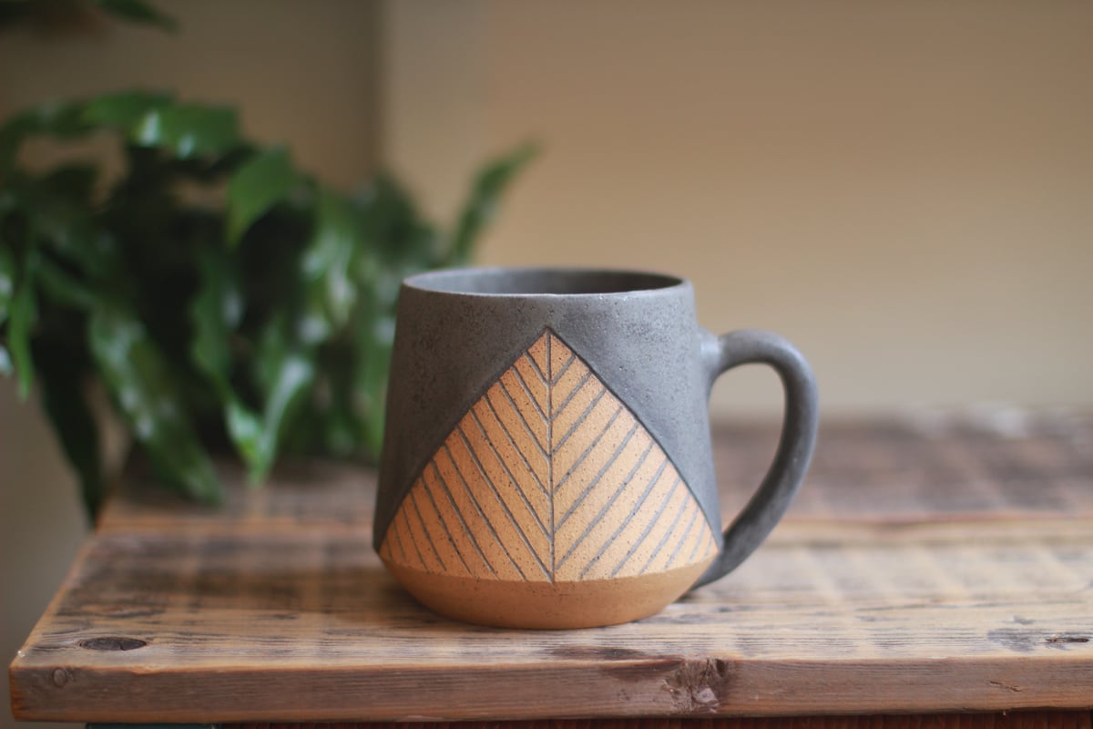 Matte Charcoal Pyramid Mug | Stone Haven Pottery