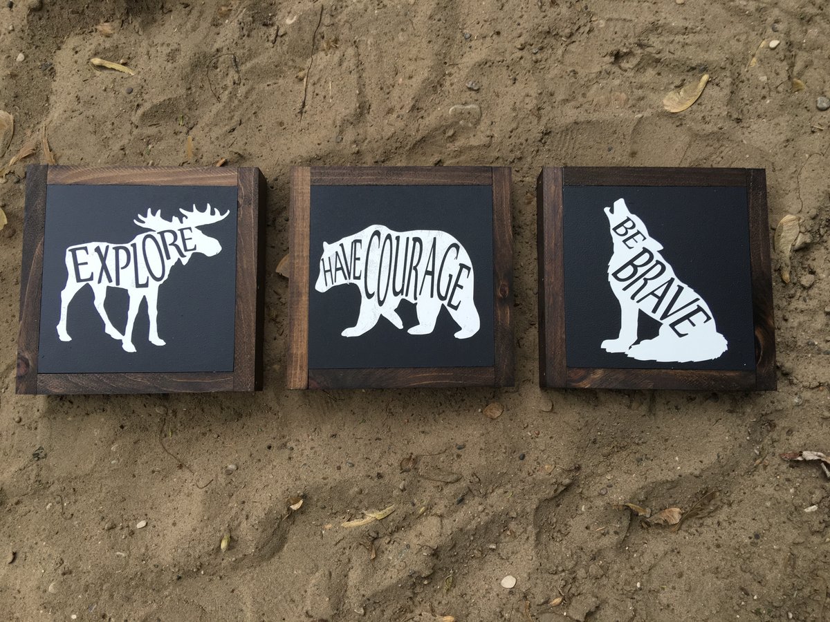 Courage, Explore, Brave | Chalked signs