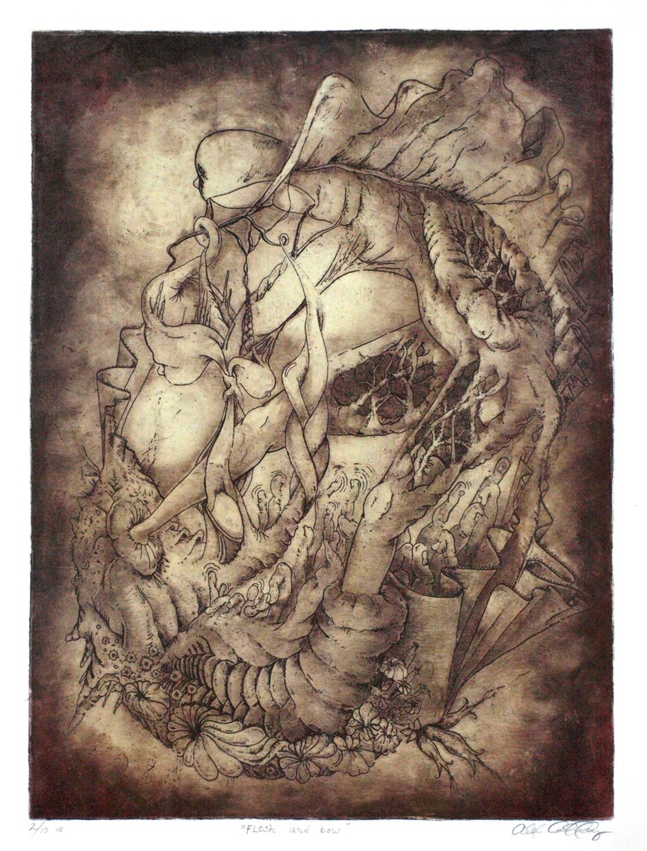 "Flesh and Bow" Original Etching (Framed) | The Art of Alexis Palmaffy