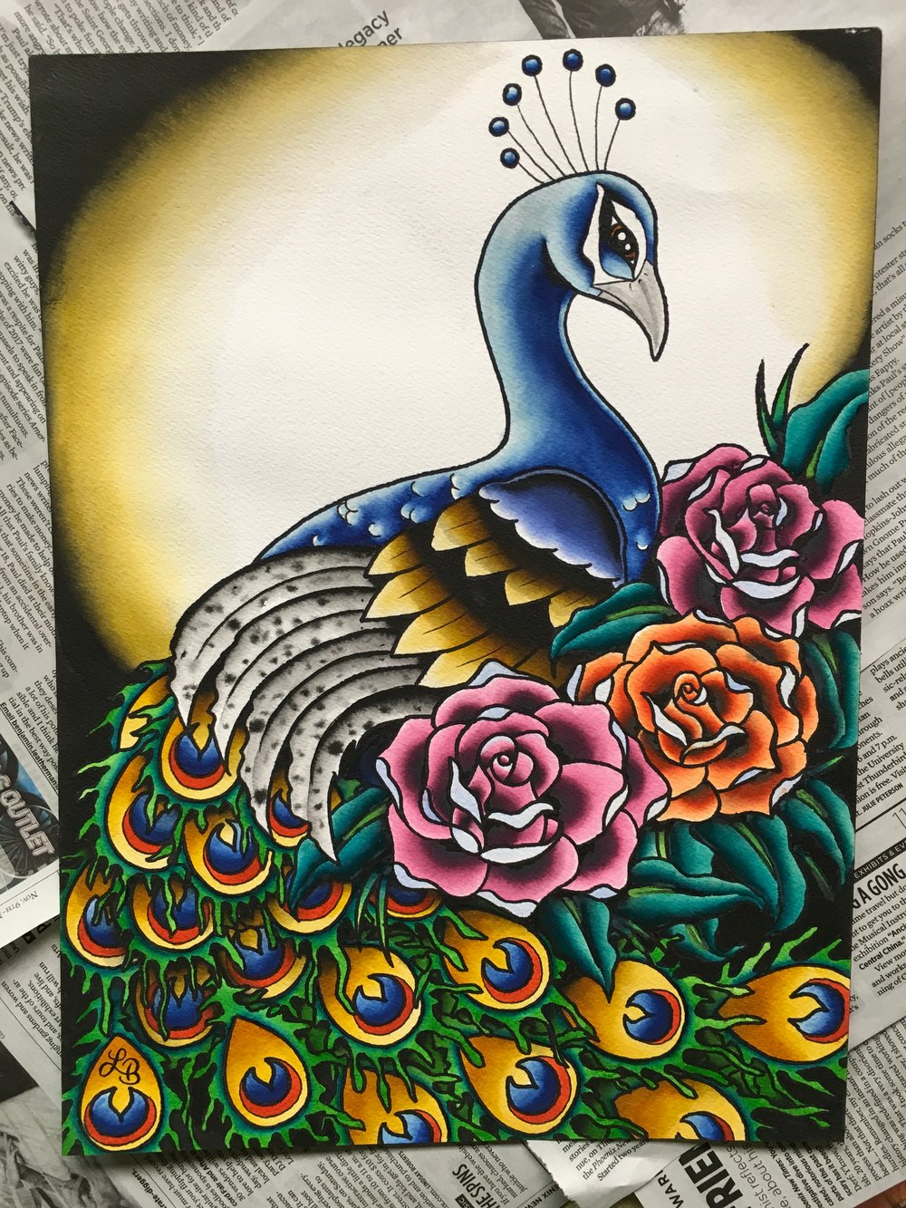 Peacock And Roses Lana Bray Art