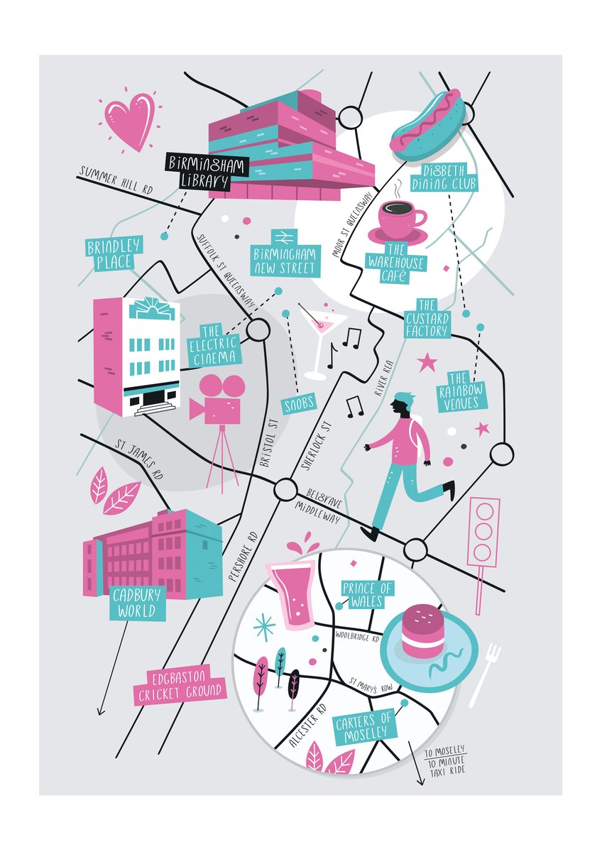 Illustrated map of Birmingham - print | Shop - Tom Woolley Illustration