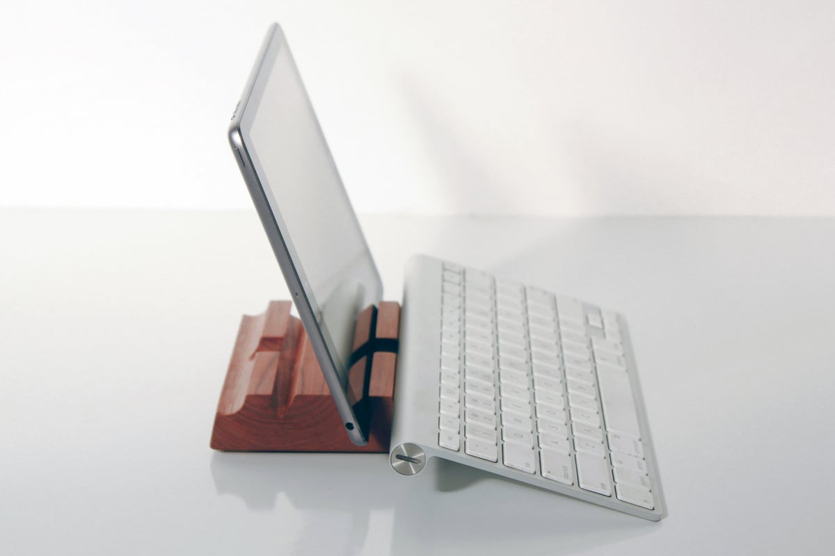 Dual Angle Wooden iPad Stand | Geometric Popcorn Design