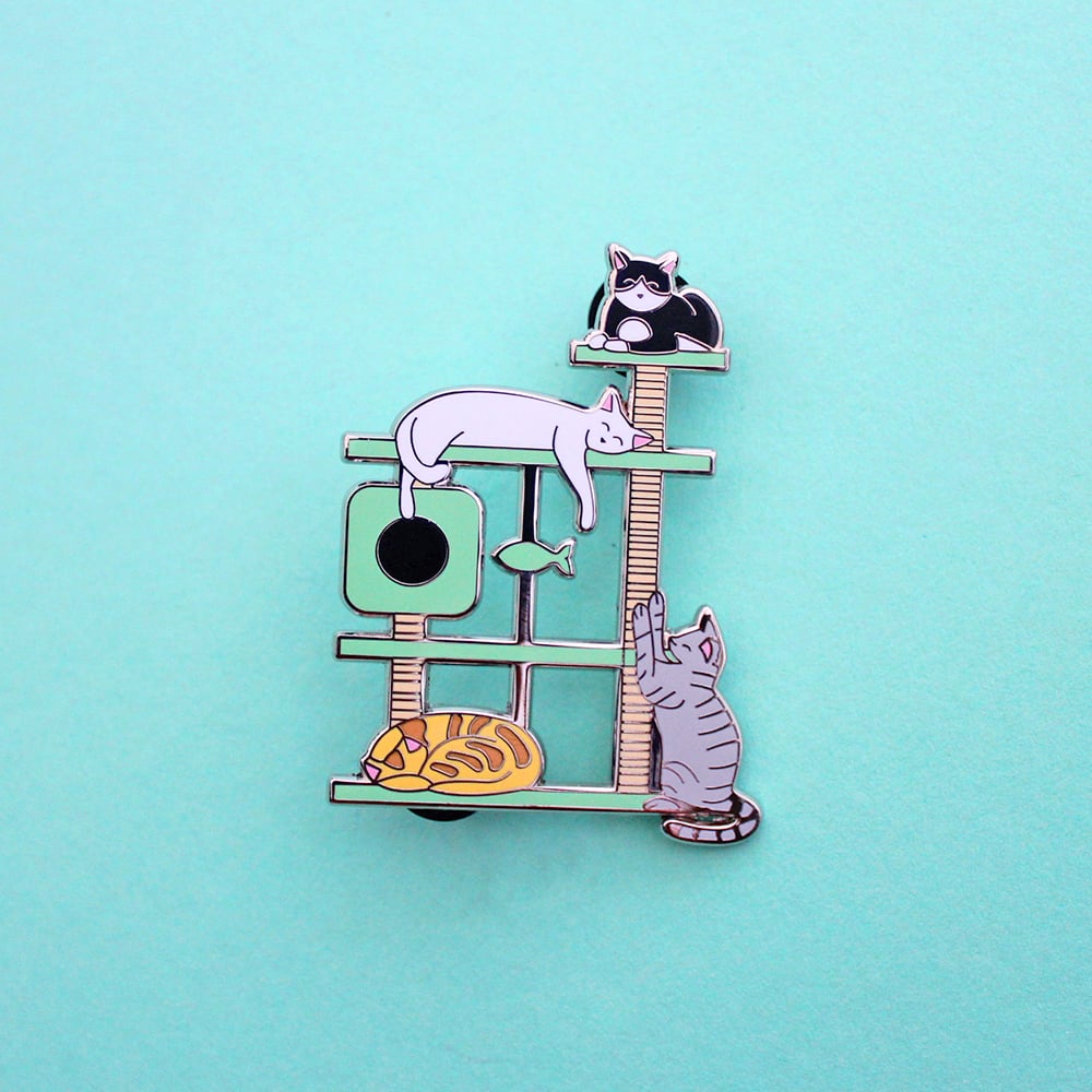 XL Cat Tree, hard enamel pin - cat scratching post - flair - lapel pin ...