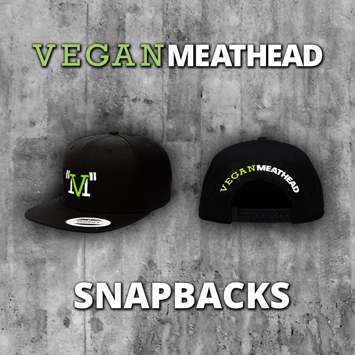 Vegan Meathead Snapback Hat (embroidered logo) | VeganMeathead