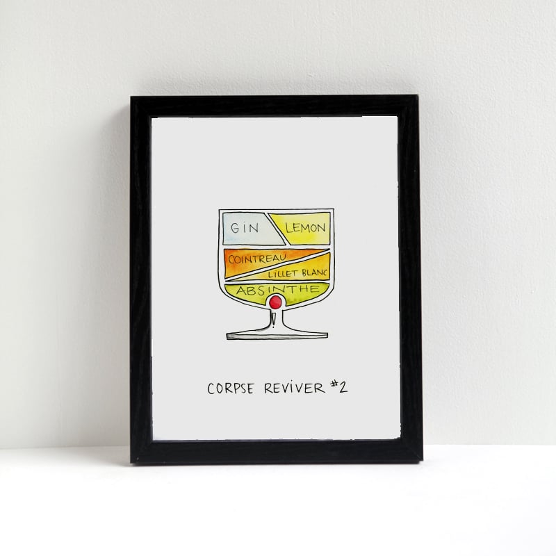 Corpse Reviver #2 Cocktail Diagram Print | Drywell Art