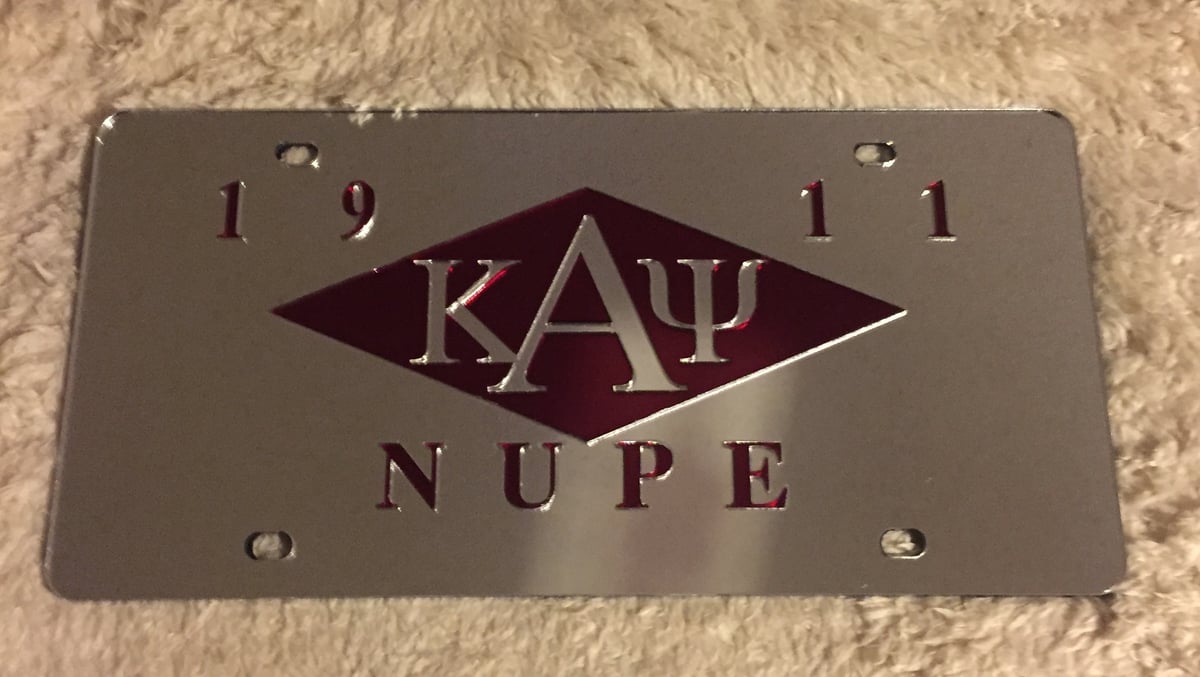 Kappa License Plate - Stretch Diamond (Mirrored) | Tau Nupes Greek Shop