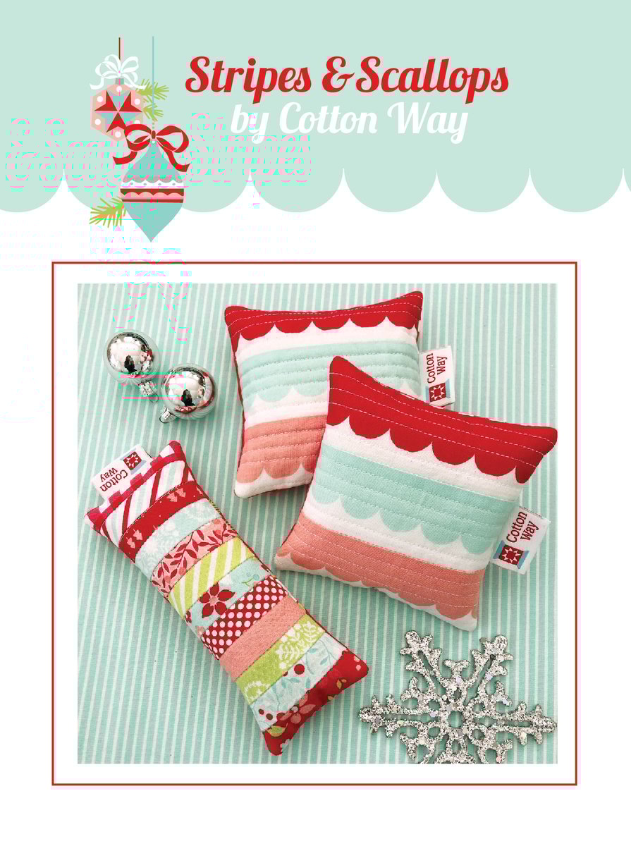 Cotton Way — Stripes and Scallops Pincushions PDF Pattern