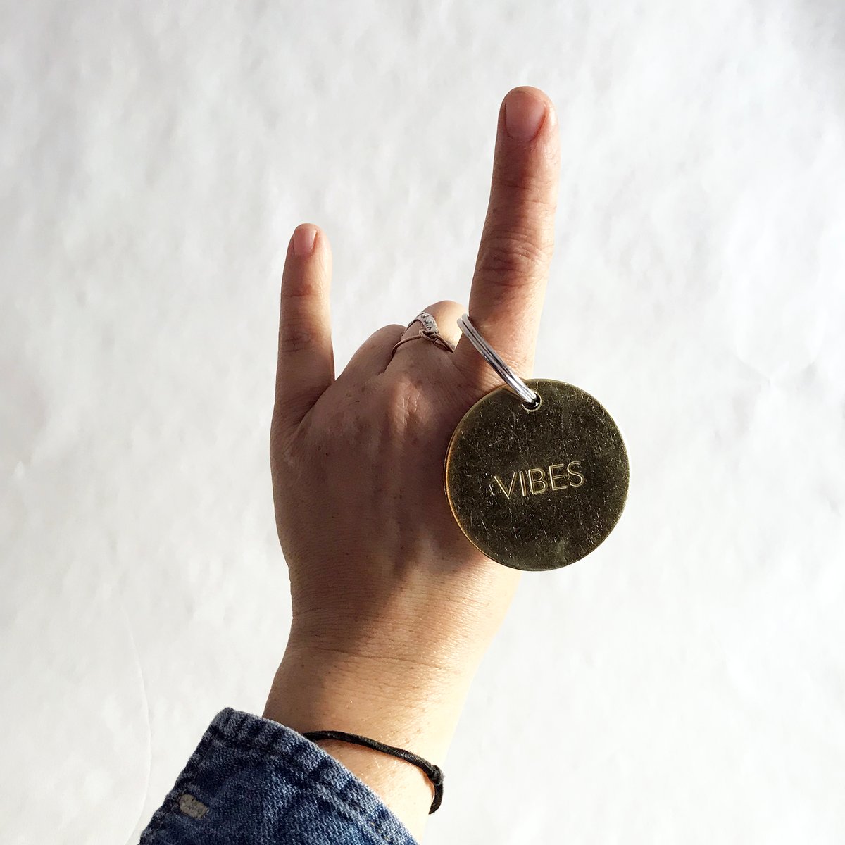 VIBES Large Brass Keychain | chaparral studio