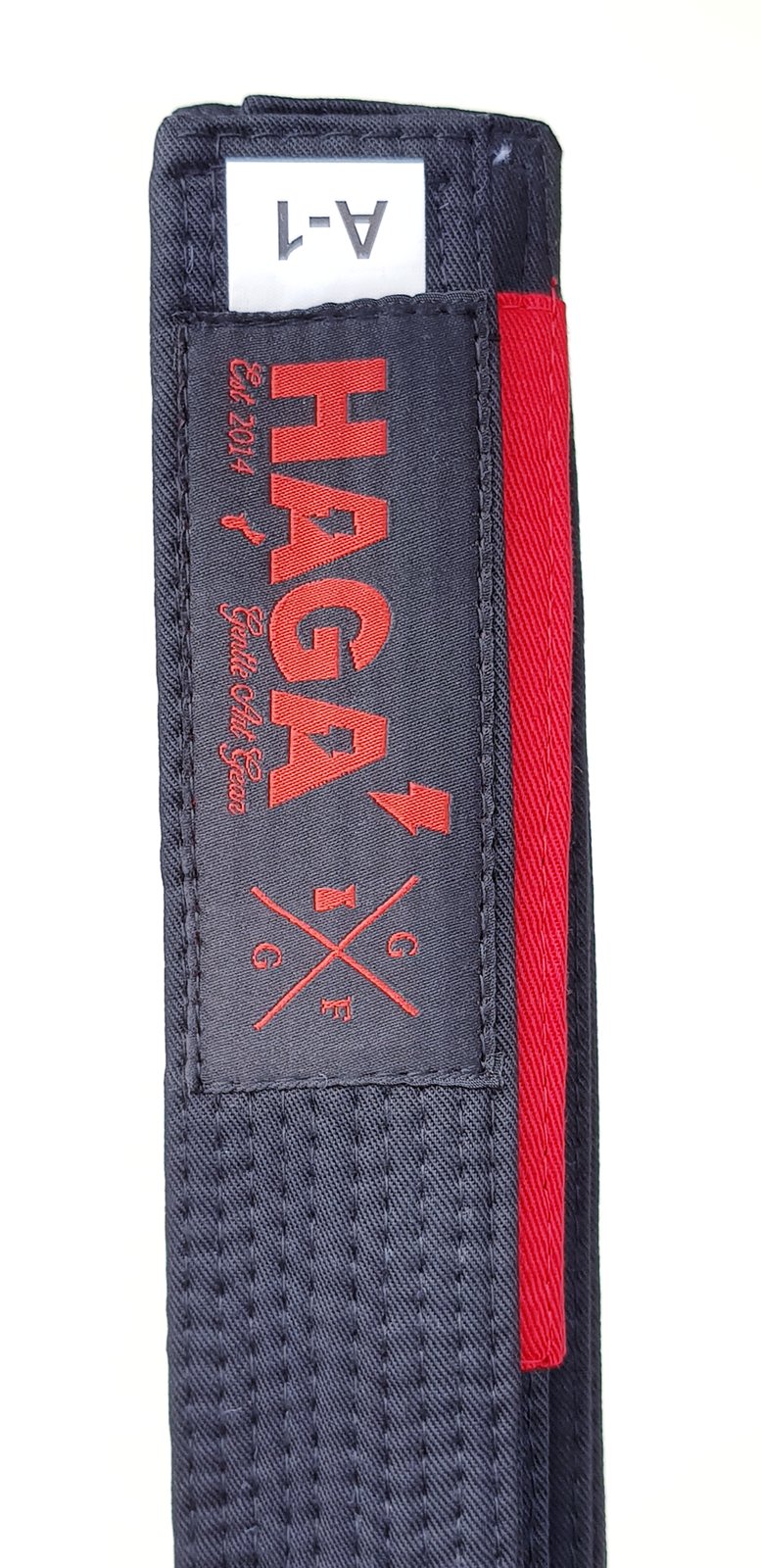 BATCH 1 BJJ BLACK with RED ranked bar / HAGA'