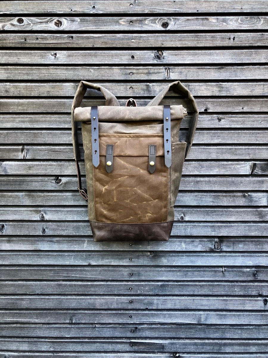 Treesizeverse — Waxed canvas knapsack medium size / Hipster Backpack ...