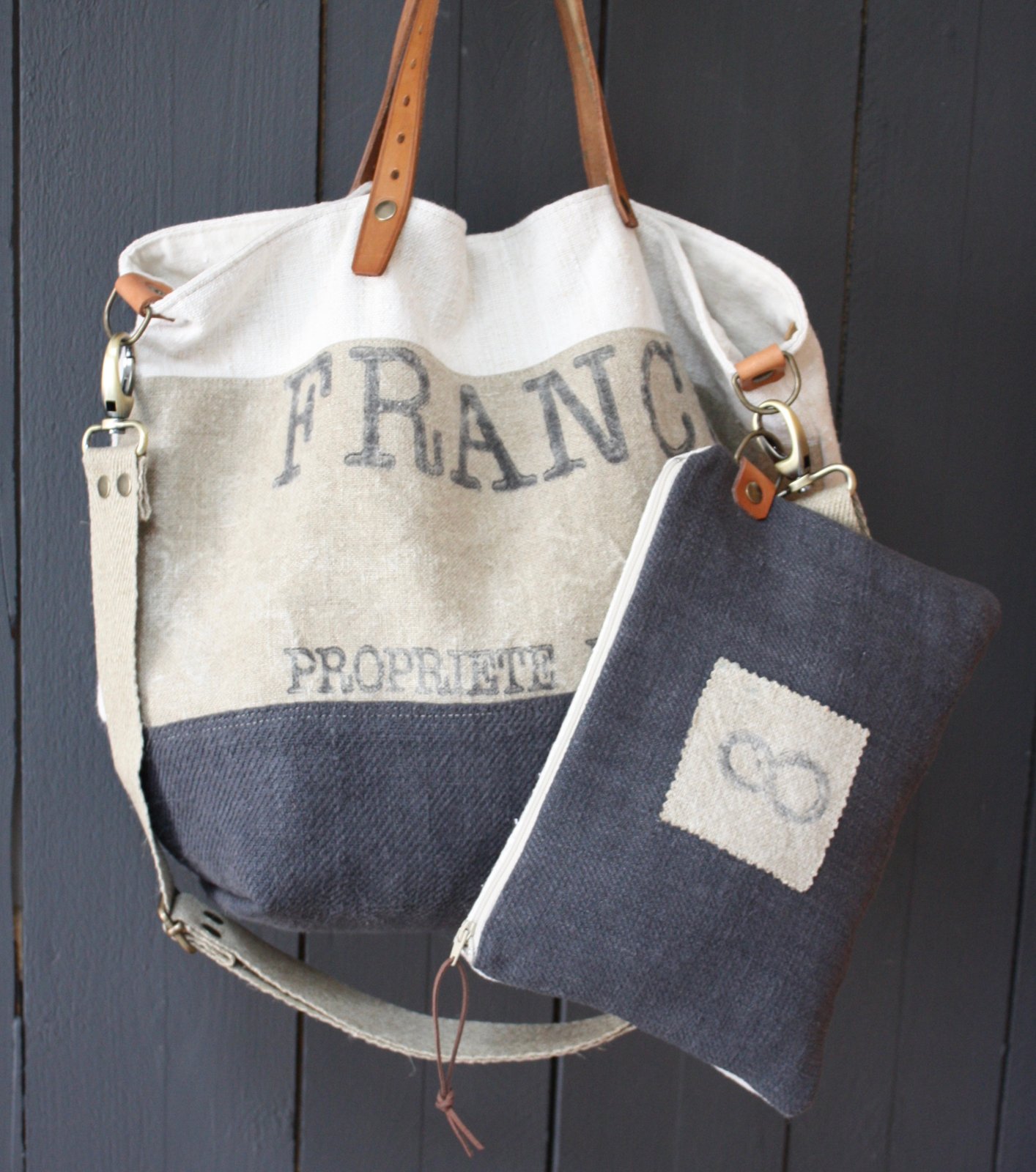 Ensemble sac cabas Poste France gris orage + pochette assortie. / Le ...