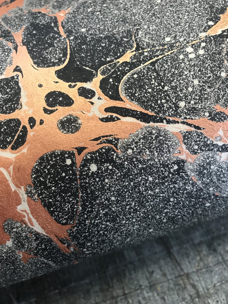 Marbled Paper #65 'Copper Space' with metallic copper vein | Jemma ...