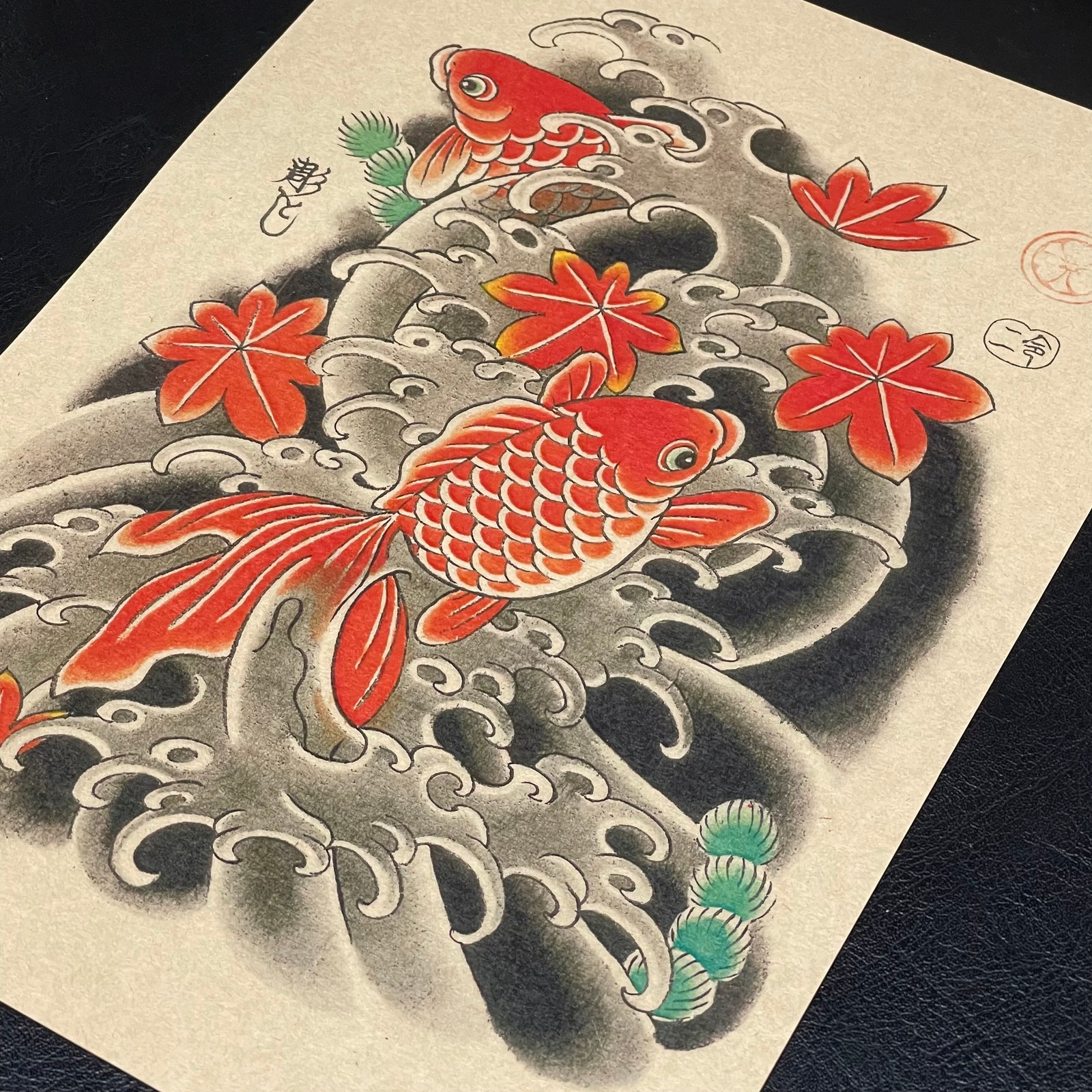 kingyo /momoji printed on cardboard by Bunshin Horitoshi | Yokozuna shoten