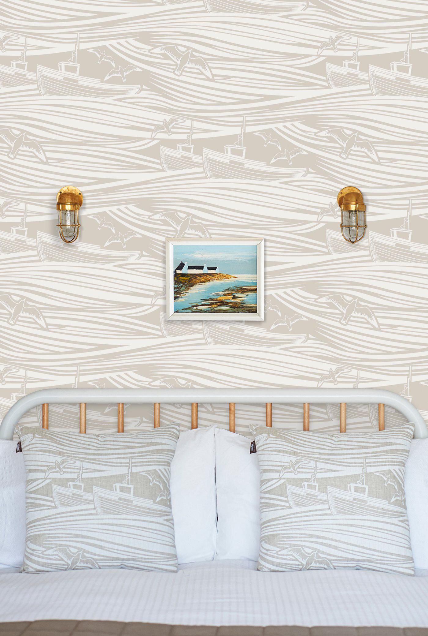 Whitby Wallpaper - Stone | Mini Moderns