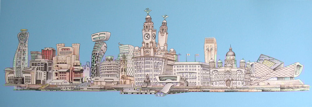 Liverpool 3 Graces Architecture - Waterfront Art - Skyline - limited ...
