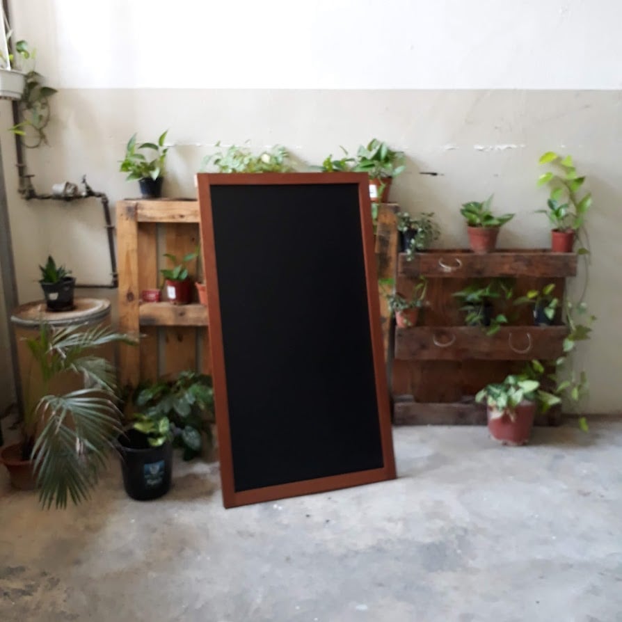 Big Single Sided Standing Chalkboard with Natural Brown Frame | Chalk'let