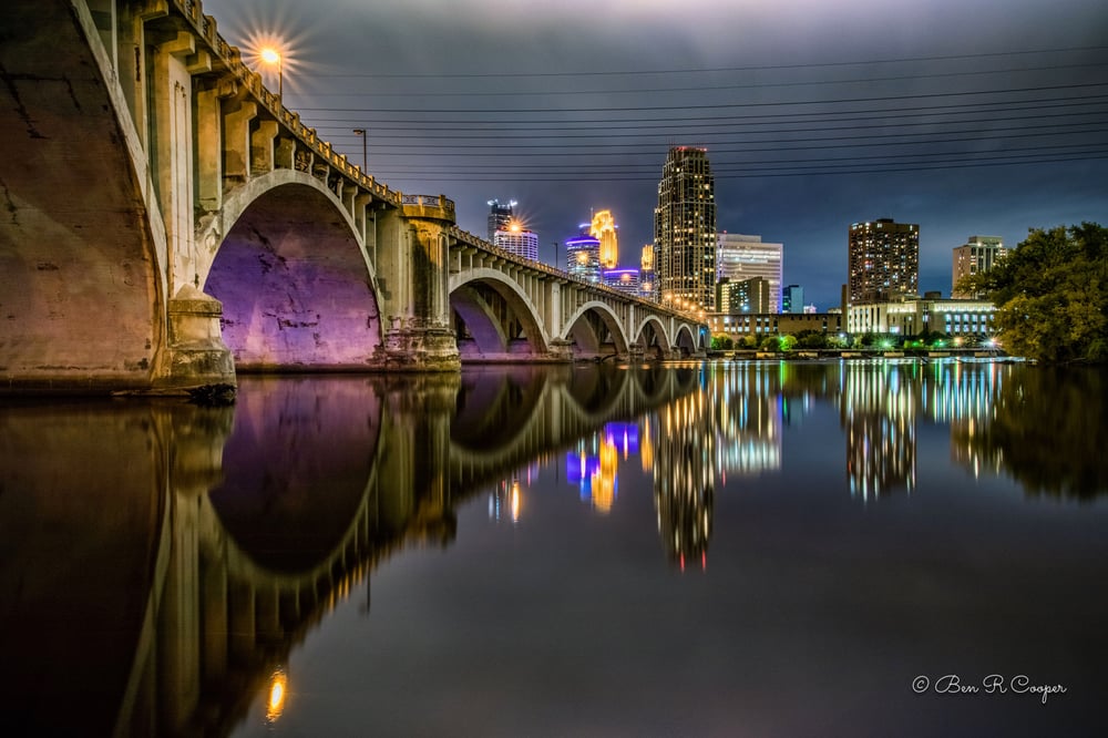 Minneapolis Third Avenue Bridge at Night / Ben R Cooper Photography