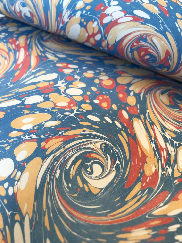 Marbled Paper #47 'Antique style curl' | Jemma Lewis Marbling and Design