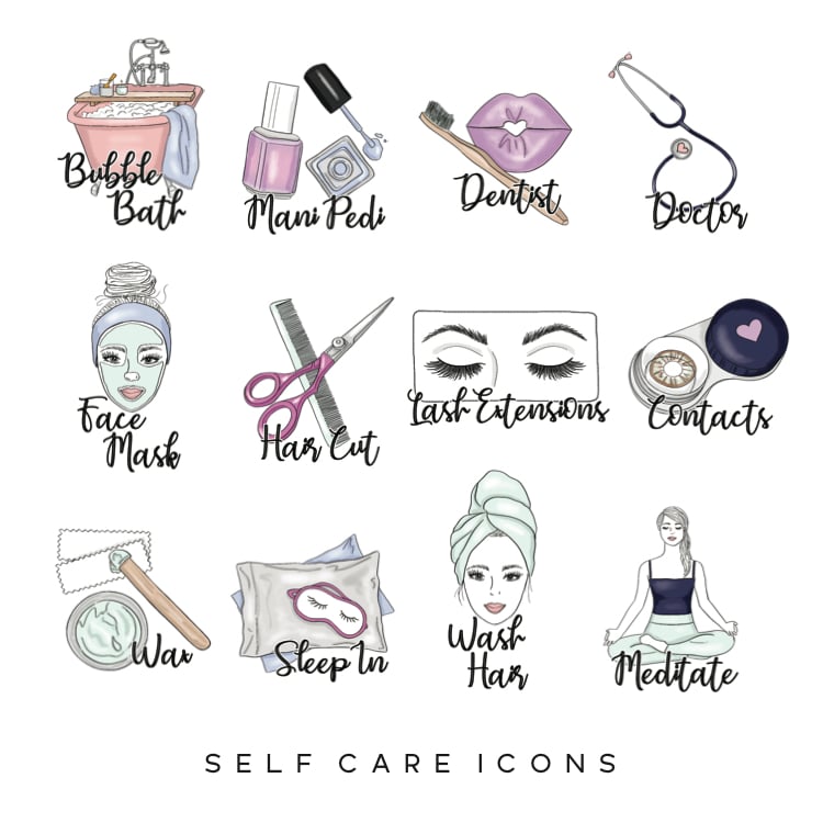 Self Care Planner Icons | paperpanduh