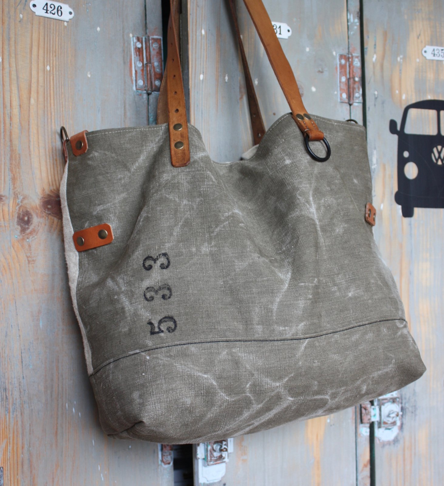 Ensemble sac cabas poste & military 533 et sa pochette assortie. / Le ...