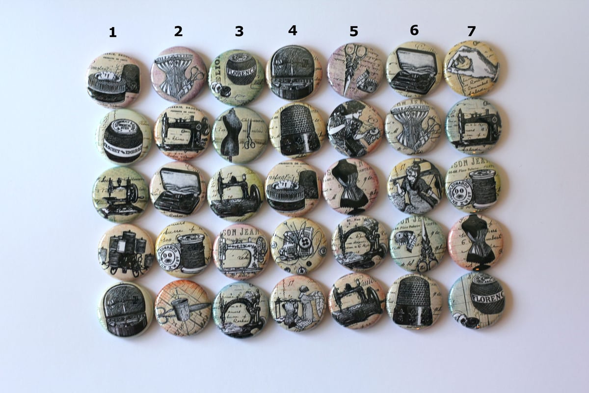 Sewing Themed Flair Buttons | DL.ART