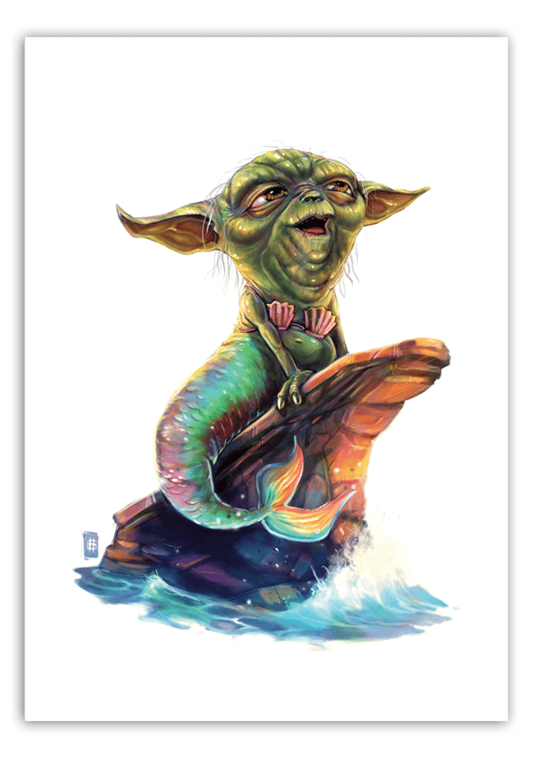 Yoda Mermaid - A3 Poster Print | Tristan Tait Illustrations